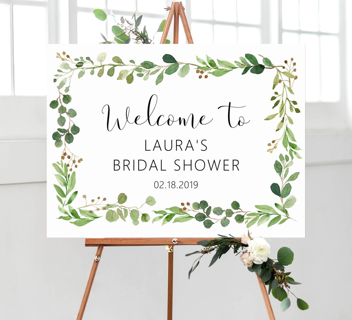 Greenery Welcome Sign Greenery Bridal Shower Decor Greenery - Etsy