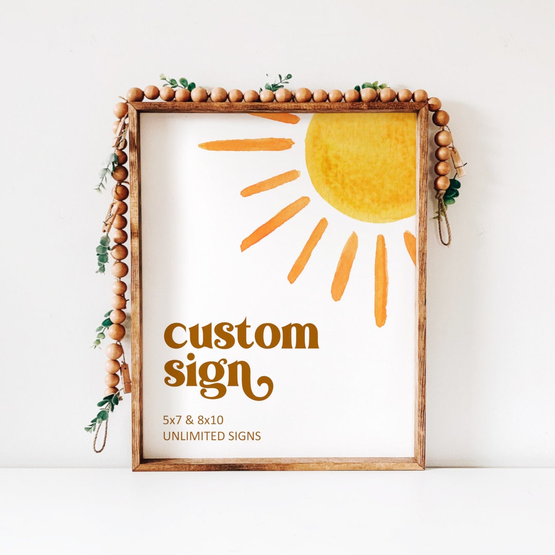 Editable Sun Custom Signs Here Comes the Sun Baby Shower Boho Sunshine ...