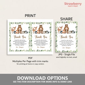 Editable Woodland Thank You Card Woodland Animals Birthday Woodland ...