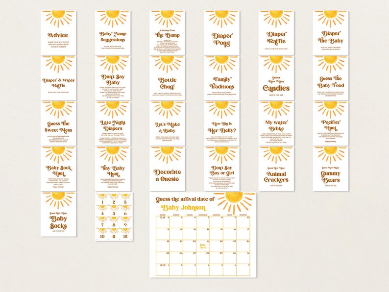 Editable Sun Baby Shower Games Bundle, Sunshine Baby Shower, Here Comes ...