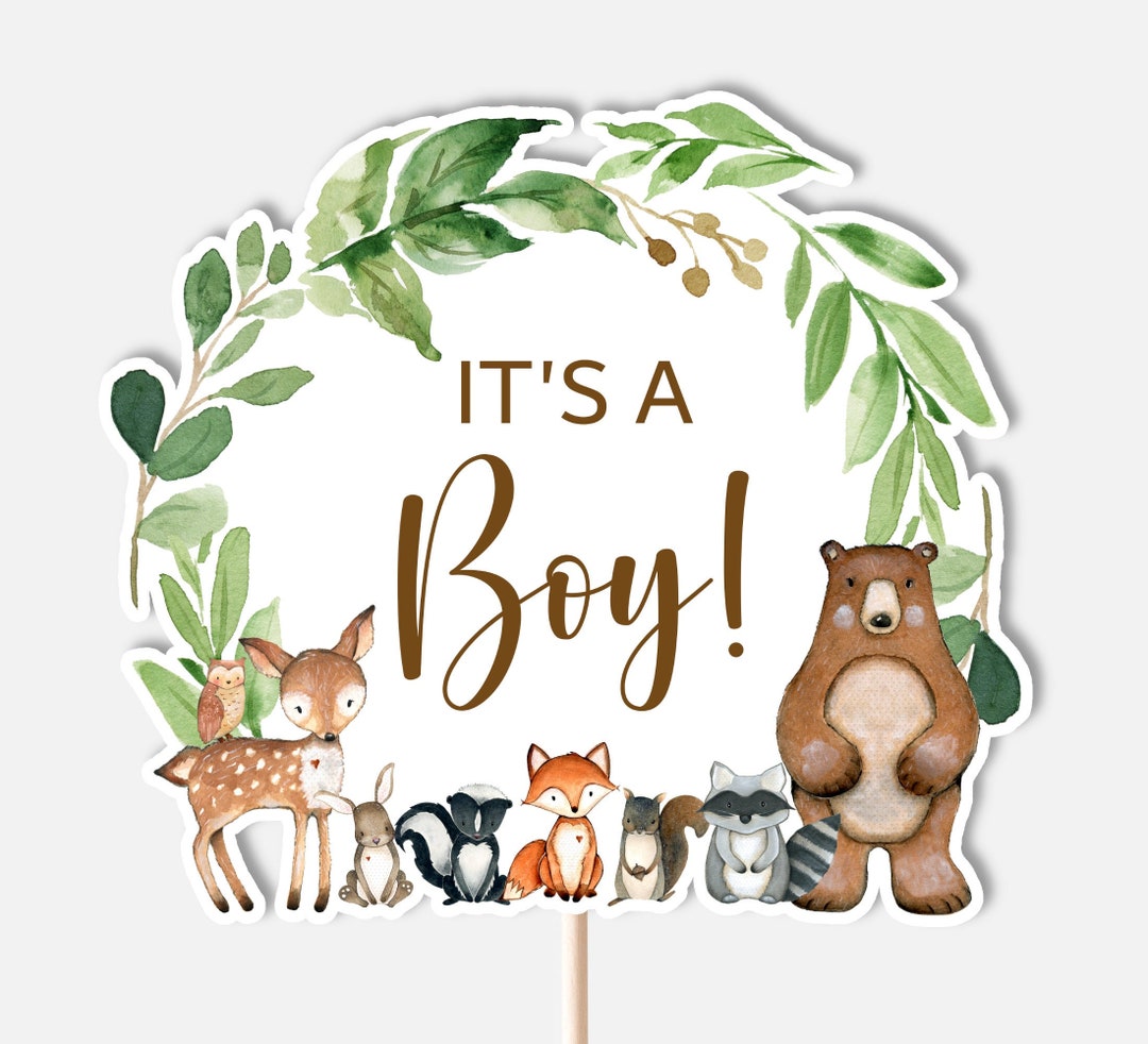 PRINTABLE Woodland Cake Topper Woodland Centerpiece Boy - Etsy