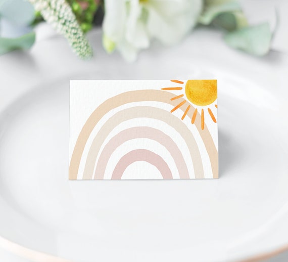 Rainbow Editable Place Cards Food Labels Tent Cards Rainbow Sunshine ...
