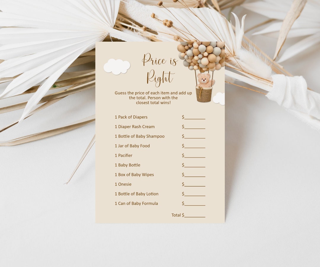 Teddy Bear Baby Shower the Price is Right Baby Shower Game We Can ...