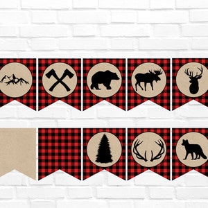 Lumberjack Baby Shower Banner Printable Buffalo Plaid Winter Baby ...