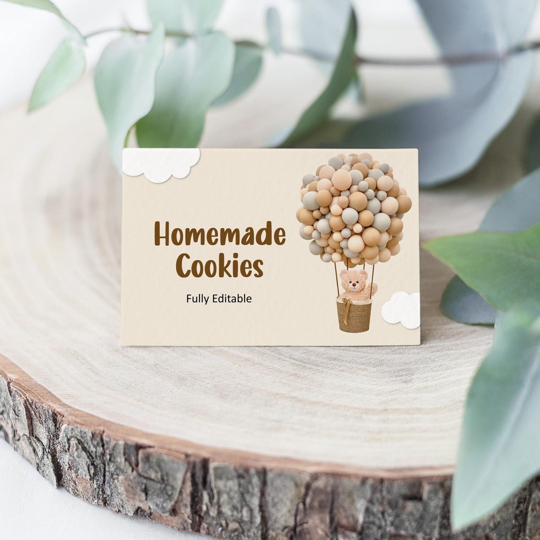 Teddy Bear Editable Buffet Food Card Food Label Food Sign Table Tent ...