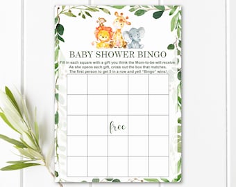 Wild Animals Baby Shower Bingo Cards Jungle Baby Shower Bingo Game ...