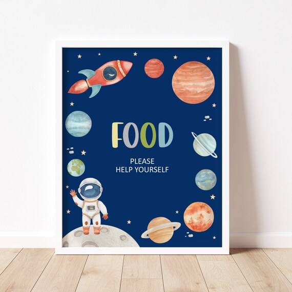 Outer Space Food Table Sign Space Birthday Galaxy Birthday Party Decor ...