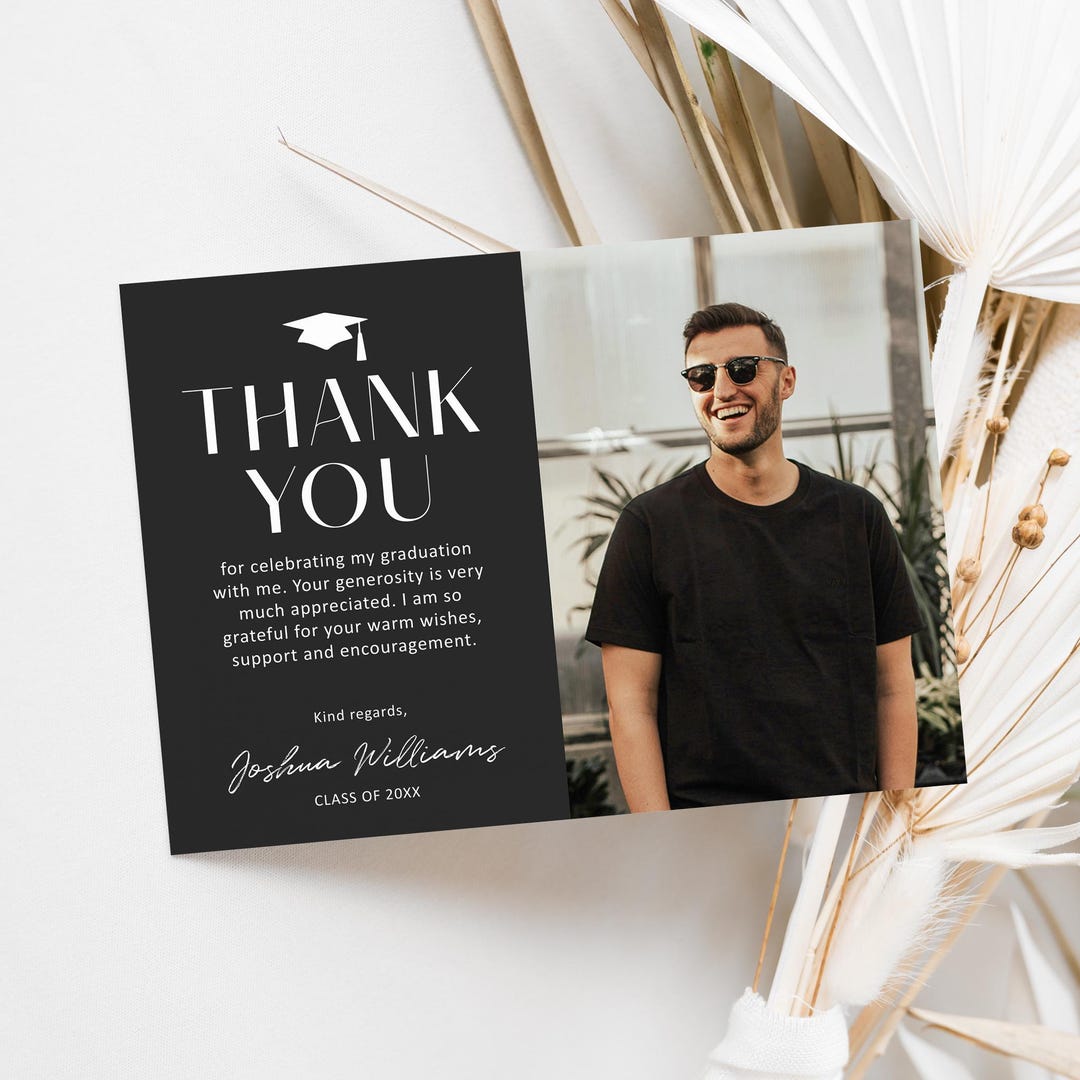 Editable Graduation Thank You Card Template Grad Thank You Photo ...
