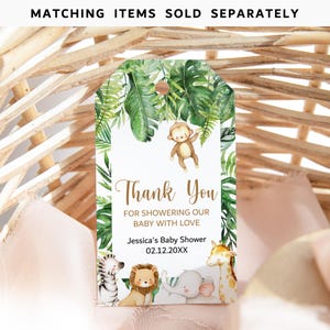 Editable Safari Birthday Thank You Card Jungle Animals Thank You Note ...