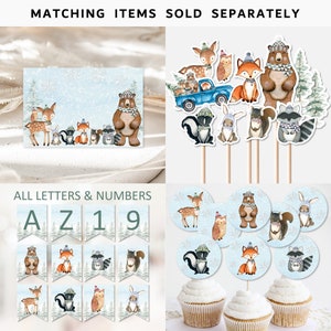 Editable Woodland Animals Custom Sign Woodland Baby Shower Winter ...