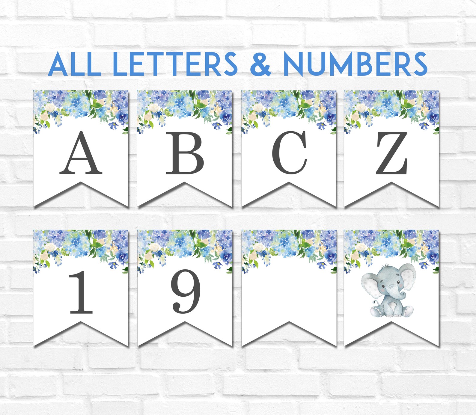 Elephant Banner Printable Boy Elephant Baby Shower Birthday - Etsy