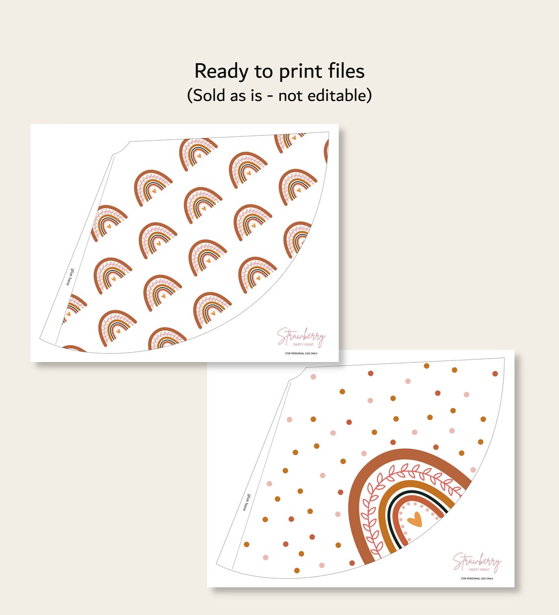 PRINTABLE Party Hats Rainbow Birthday Party Boho Rainbow Party - Etsy