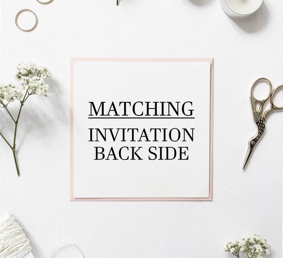 Matching Back Side for Invitation Double Sided Invite Digital Printable ...