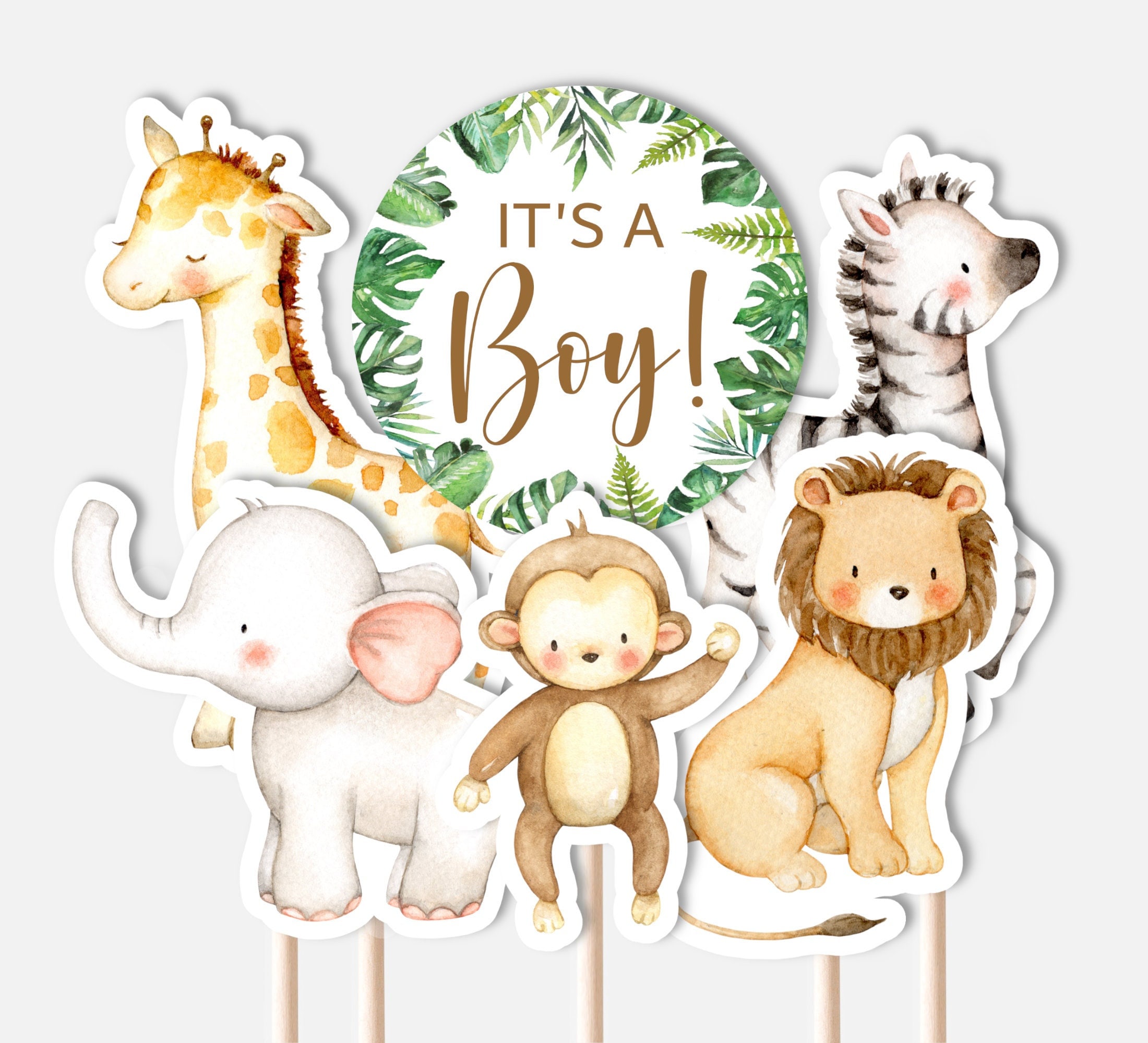 PRINTABLE Jungle Animals Centerpieces Jungle Baby Shower - Etsy México