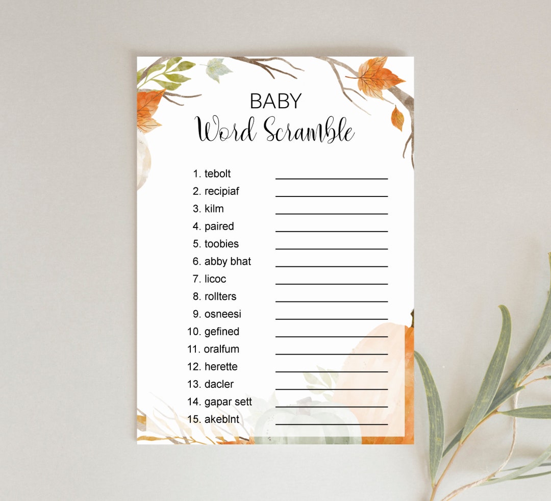 Fall Baby Shower Baby Word Scramble Game Little Pumpkin Baby - Etsy
