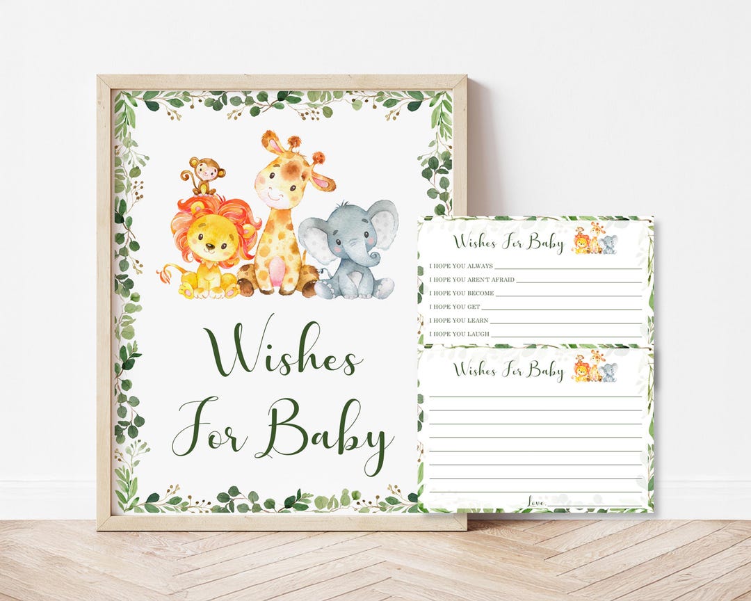 Safari Baby Shower Wishes for Baby Card, Jungle Animals Baby Advice ...