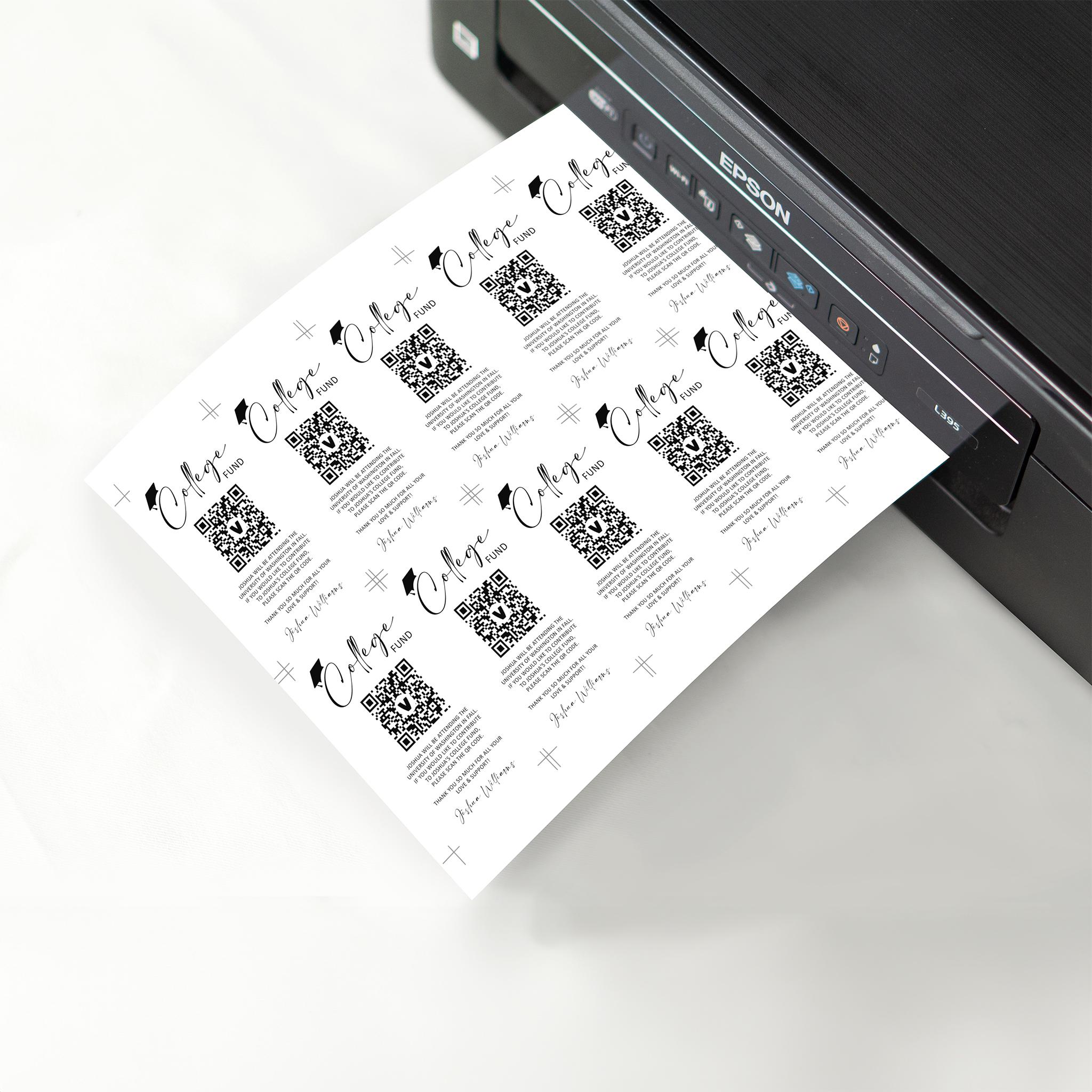 Editable College Fund QR Code Card Graduation Money Gift Venmo Card ...