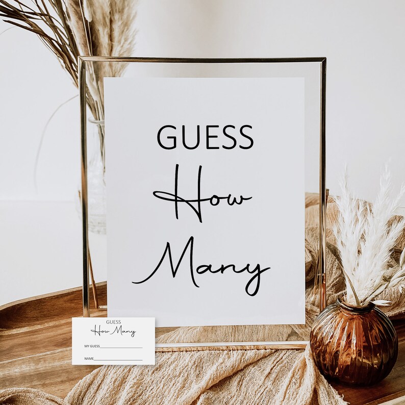 Guess How Many Game Minimalist Bridal Shower Game Baby Shower Game ...