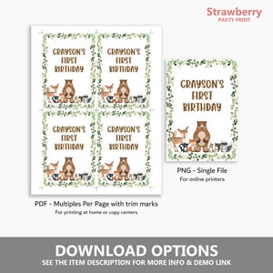 Editable Woodland Capri Sun Label Woodland Animals Birthday Forest ...