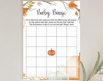 Baby Shower Bingo Cards Pumpkin Baby Shower Boy Fall Baby - Etsy
