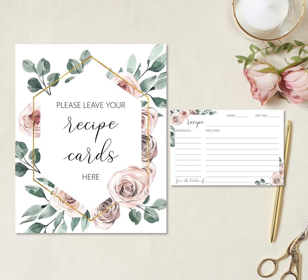 Boho Recipe Cards Printable Boho Bridal Shower Recipe Card Template ...