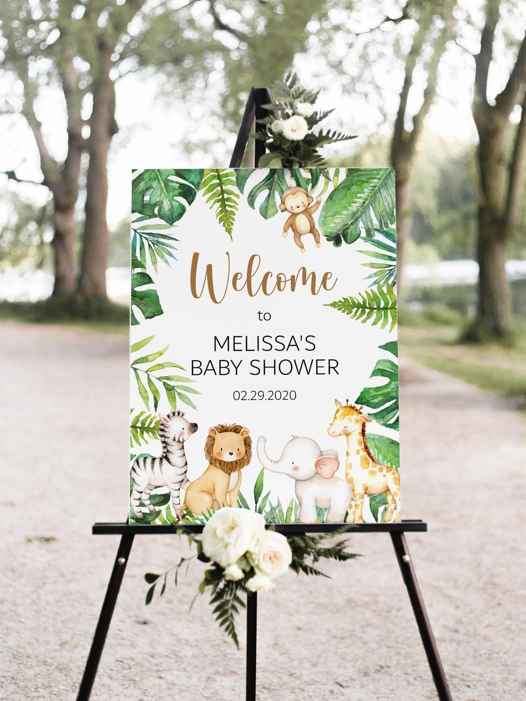 CUSTOM Jungle Welcome Sign Safari Welcome Sign Baby Shower Sign Jungle ...