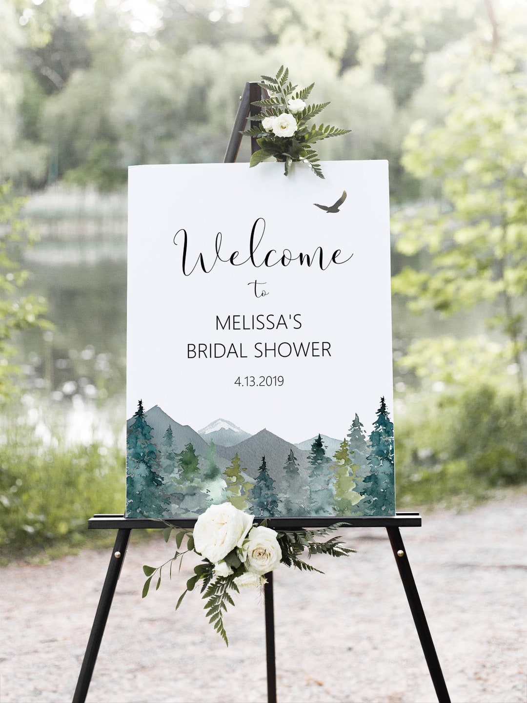 CUSTOM Mountains Welcome Sign Adventure Bridal Shower Baby Shower ...