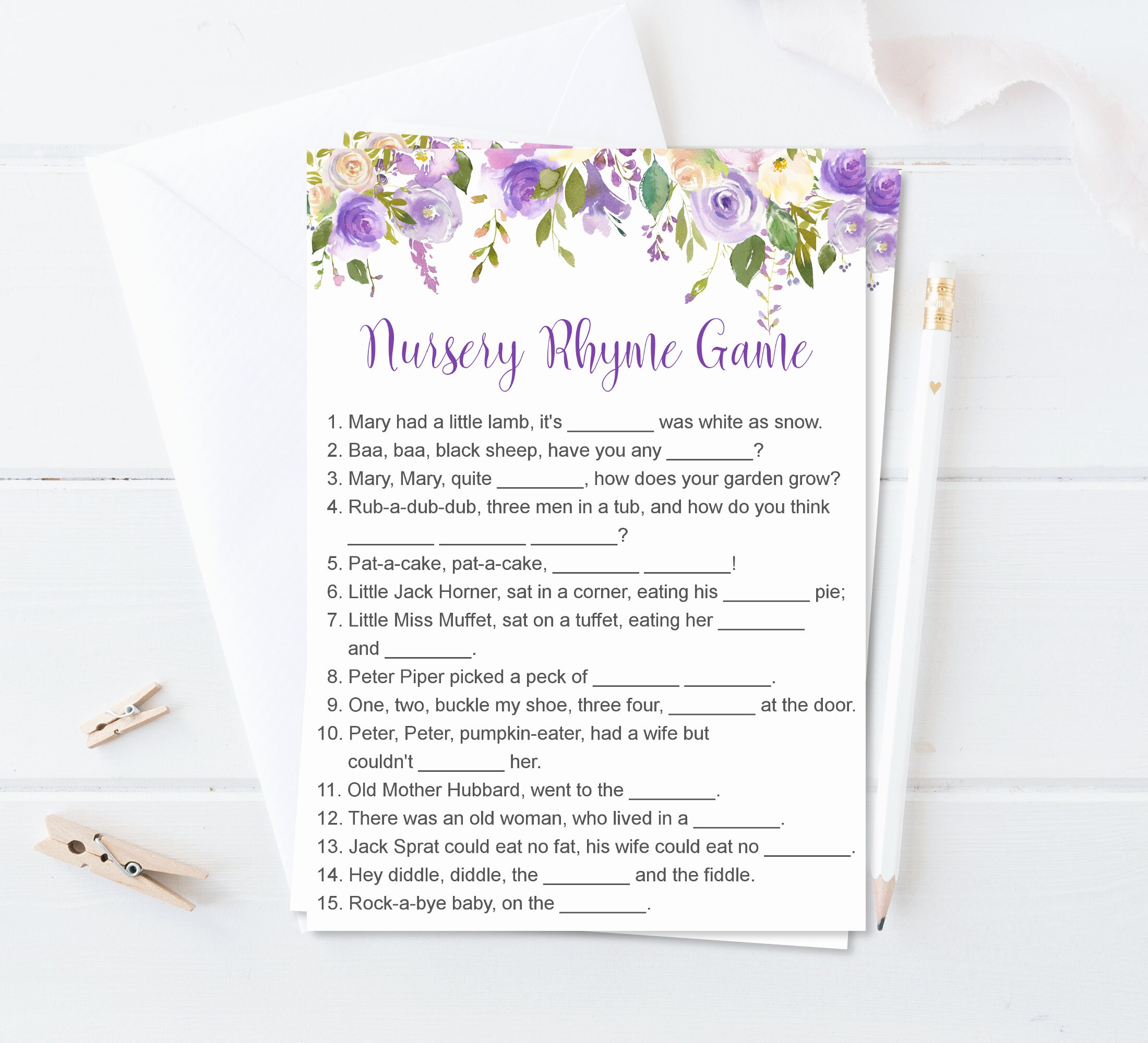 Purple Baby Shower Game Bundle Games Printable Baby Shower - Etsy