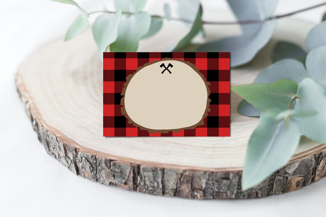 Buffalo Plaid Food Labels Place Cards Template Editable Buffet - Etsy