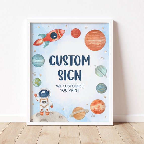 CUSTOM Planets Space Party Sign Outer Space Birthday Galaxy Birthday ...