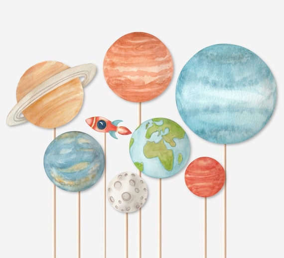 PRINTABLE Space Cake Topper Space Centerpieces Outer Space Birthday ...