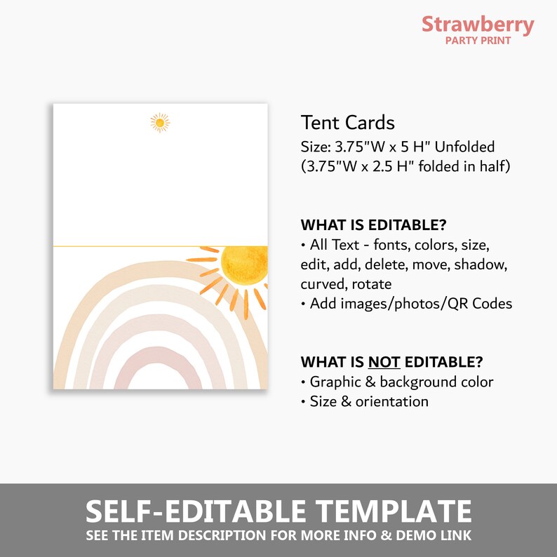 Rainbow Editable Food Labels Tent Cards Place Cards Rainbow Baby Shower ...