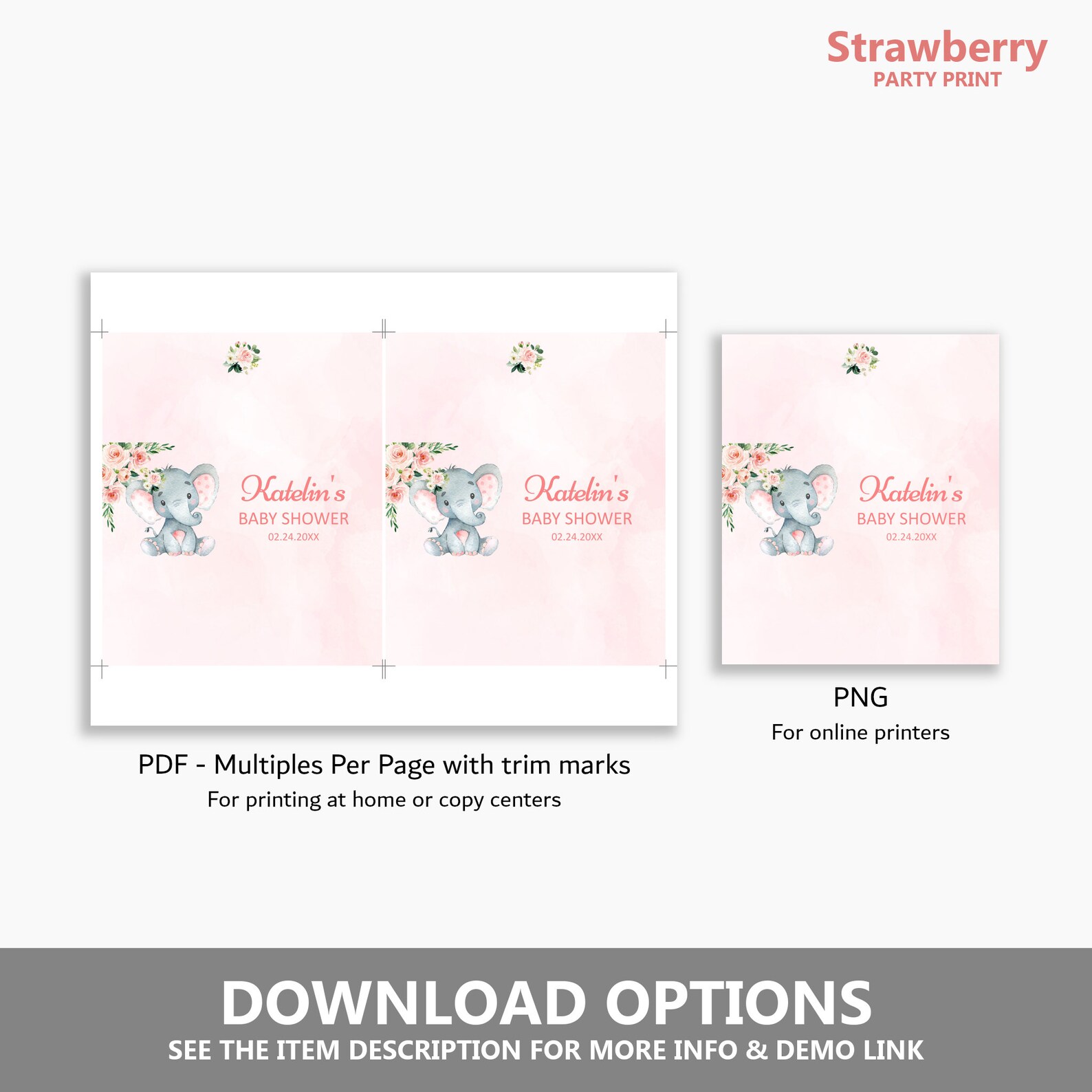 Editable Pink Elephant Candy Bar Wrapper Chocolate Label Girl Elephant ...