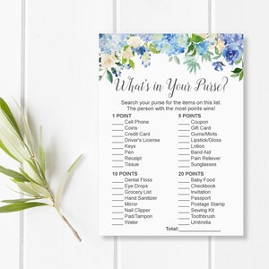 Blue Floral Baby Shower Games Printable Game Bundle Hydrangea Baby ...
