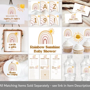 Rainbow Thank You Tags Neutral Rainbow Baby Shower Favor Tag Ray of Sunshine Baby Shower Boho ...