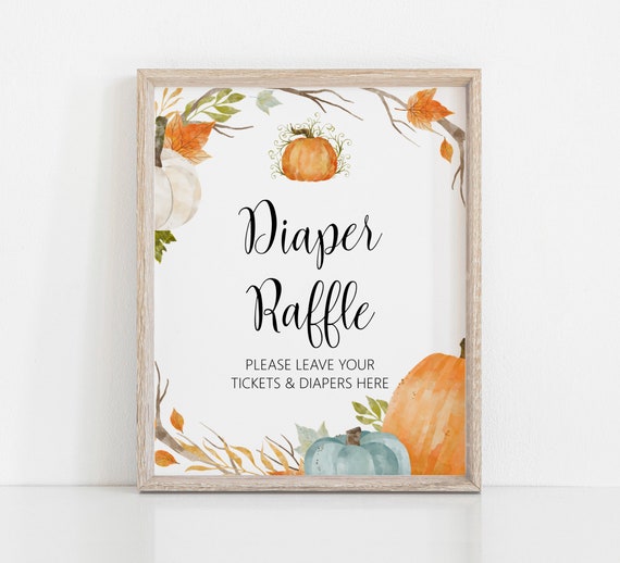 Diaper Raffle Sign Fall Pumpkin Baby Shower Sign Gender Neutral Pumpkin ...