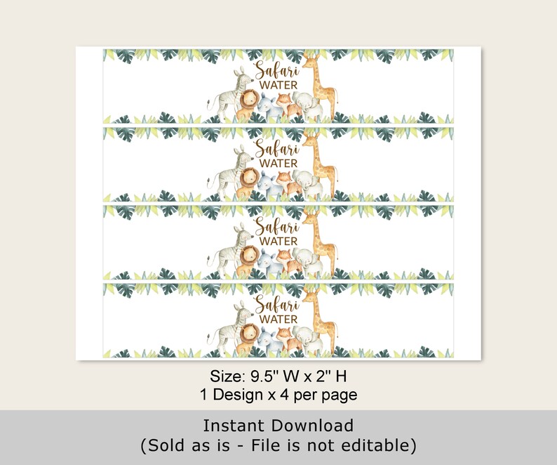Safari Water Labels Safari Animals Jungle Zoo Party Animals - Etsy
