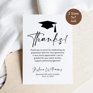 Editable Graduation Thank You Card Photo Graduation Thank You Note Card ...