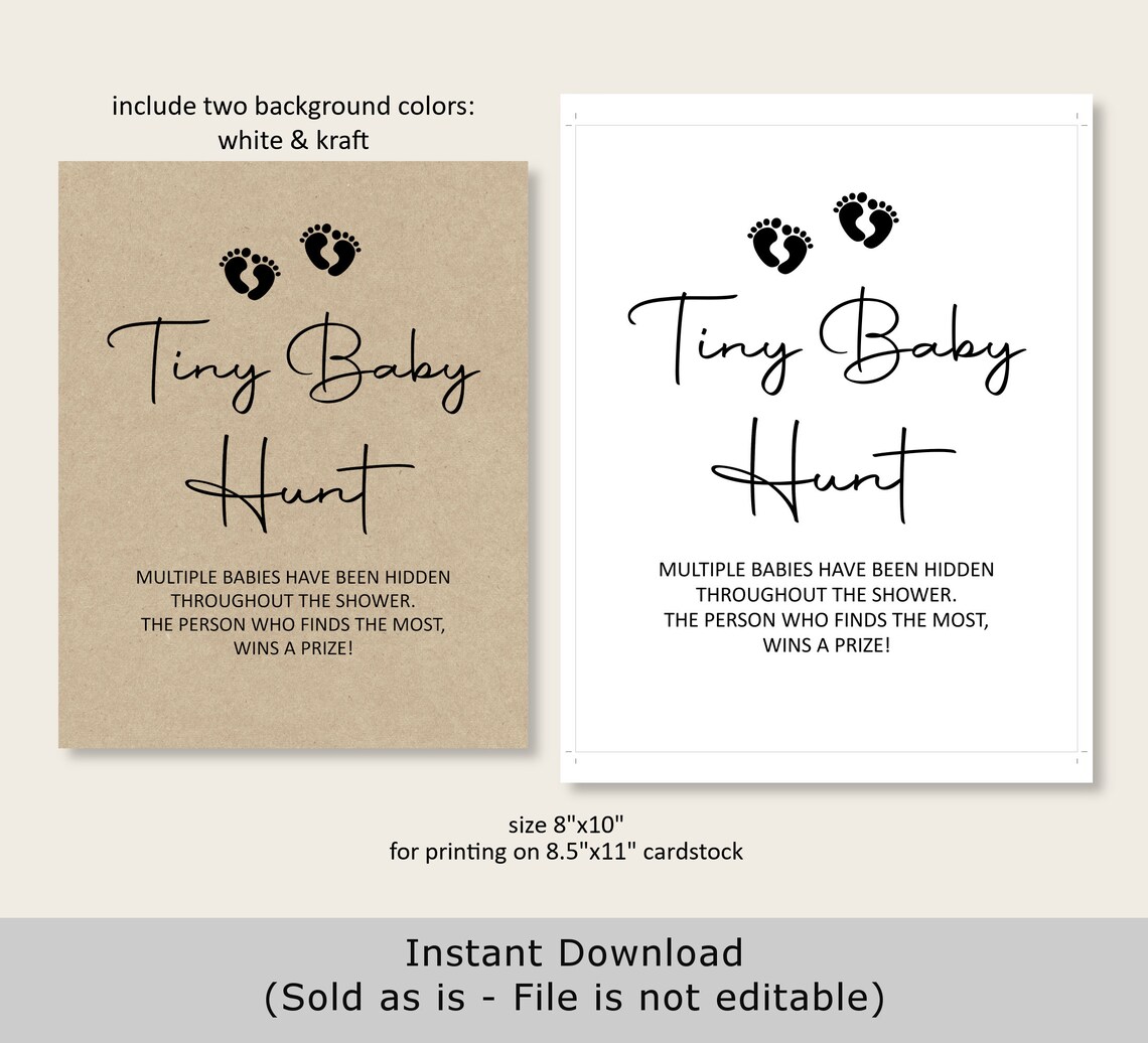 Tiny Baby Hunt Game Sign Minimalist Baby Shower Game Find the Babies ...