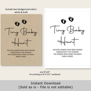 Tiny Baby Hunt Game Sign Minimalist Baby Shower Game Find the Babies ...
