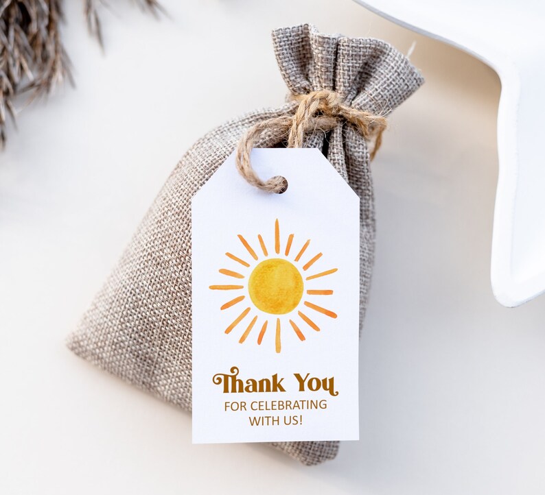 Sun Favor Tag First Trip Around the Sun Birthday Thank You Tag - Etsy
