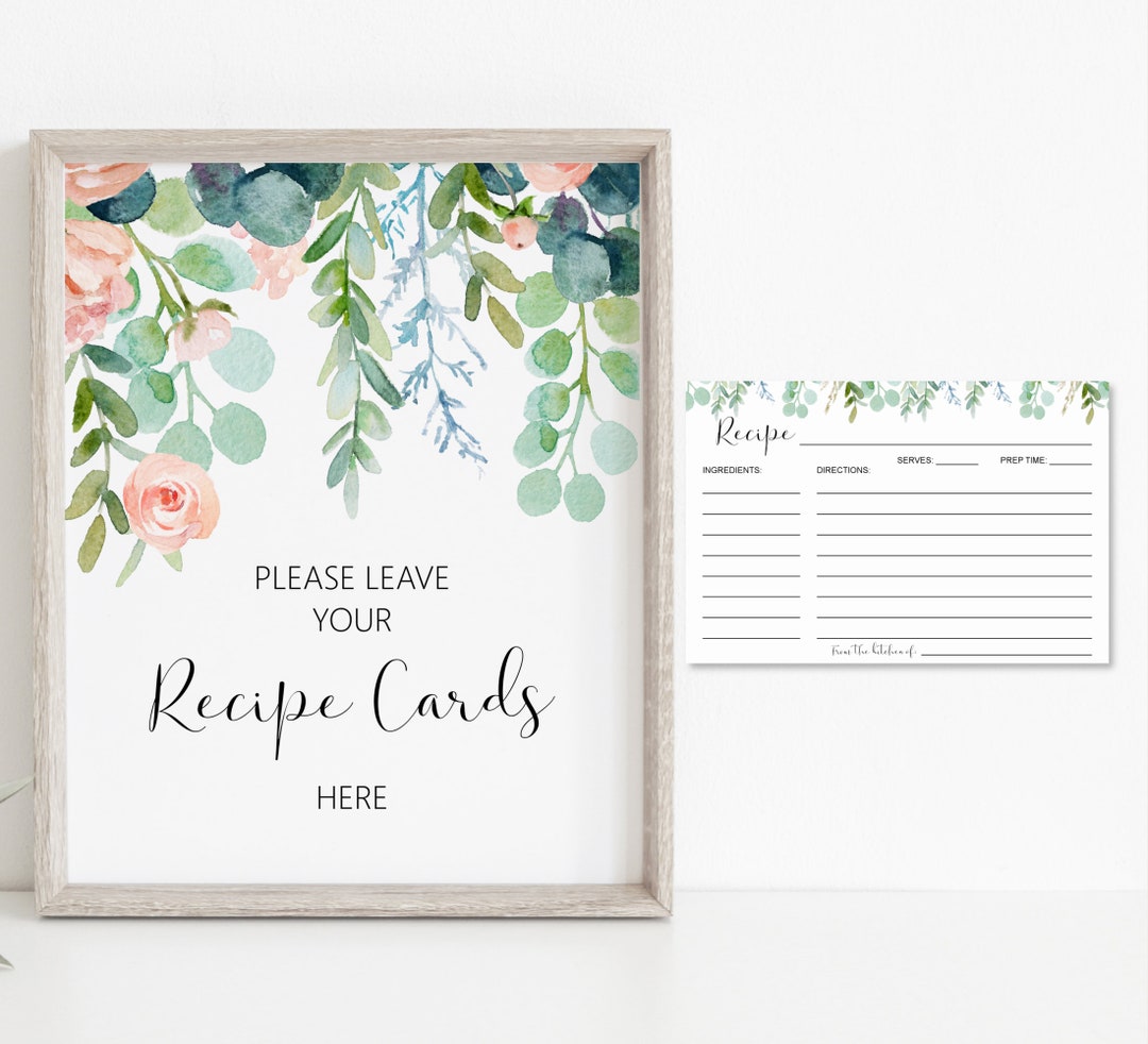 Boho Recipe Cards Printable Boho Chic Bridal Shower Recipe Card and ...