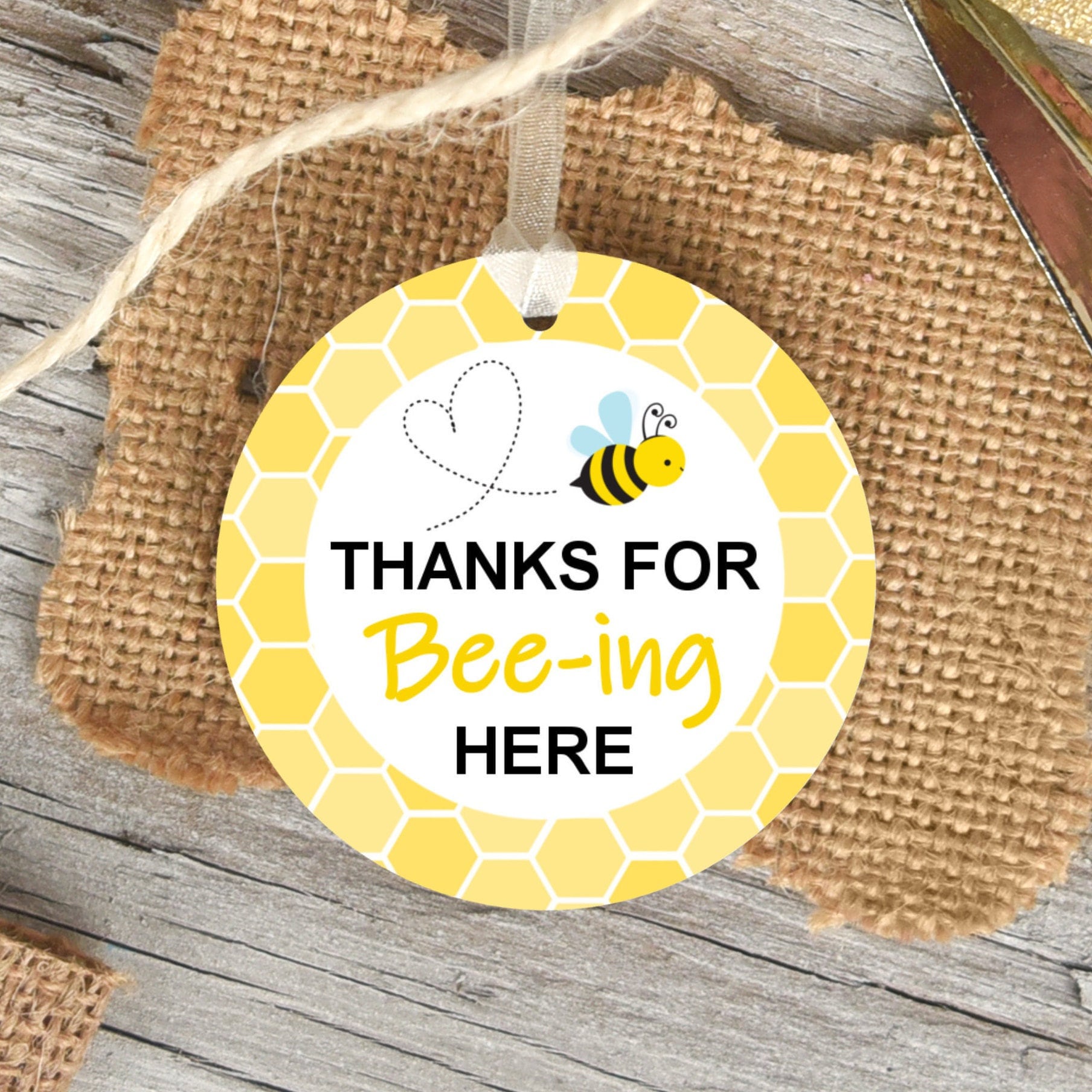 Thanks for Beeing Here Bumble Bee Favor Tag Sticker Printable | Etsy