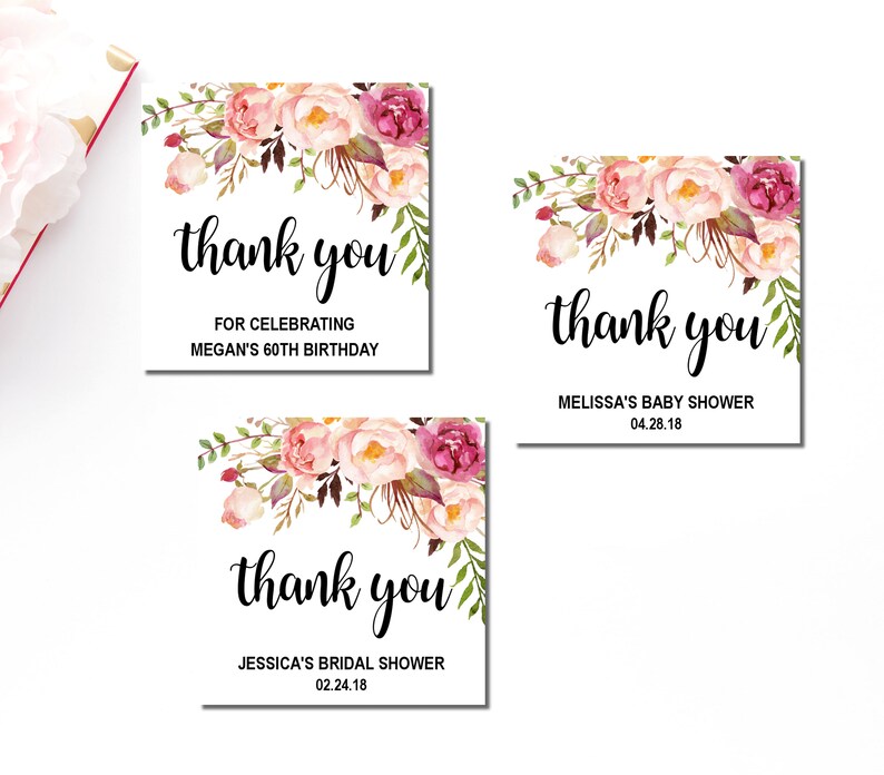 Pink Floral Favor Tag Thank You Tag Gift Tag Printable Boho - Etsy