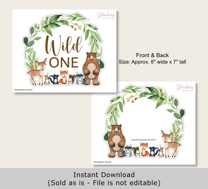 PRINTABLE Woodland Wild One Cake Topper Woodland First - Etsy