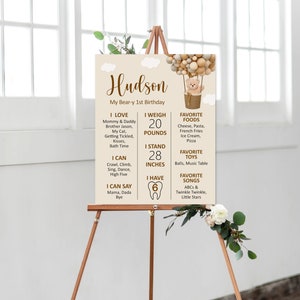 CUSTOM Teddy Bear Birthday Milestone Board Beary First Birthday Poster ...