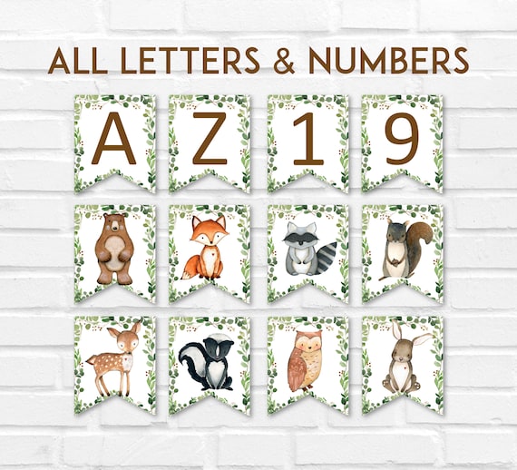 Woodland Animals Banner Greenery Woodland Baby Shower Banner - Etsy