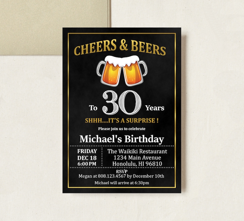 Cheers And Beers To 30 Years Invitation Template Free