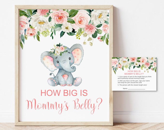 Elephant Baby Shower Games Printable Game Bundle Pink Elephant Girl ...