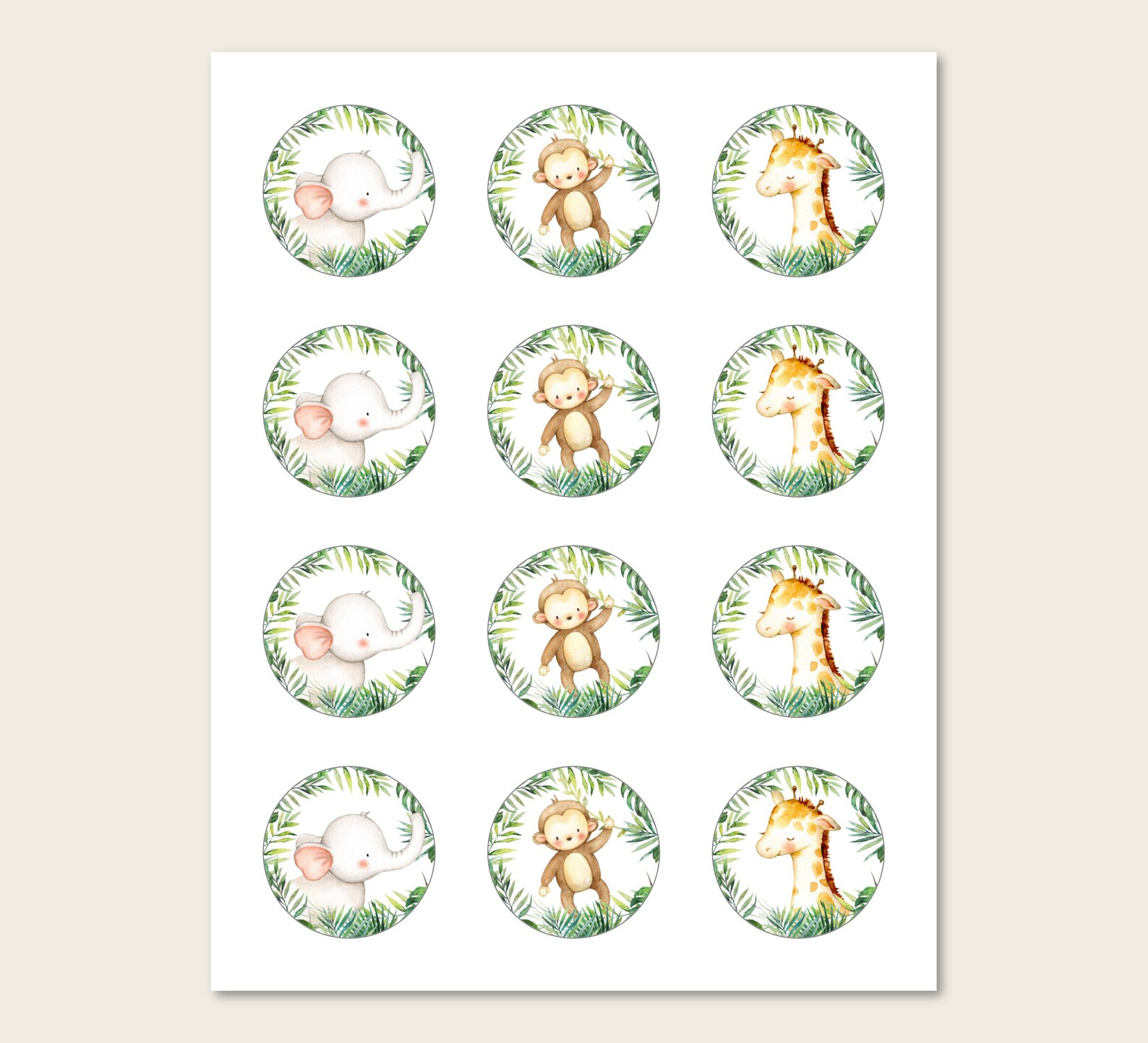 Jungle Cupcake Toppers Jungle Baby Shower Cute Safari Animals - Etsy México